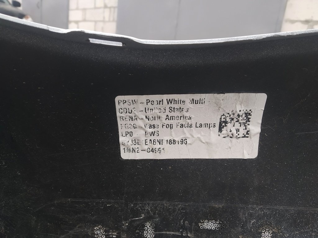 1 FRONT FASCIA WITH PARKING ASSIST BRACKETS - PEARL WHITE MULTI-COAT ...