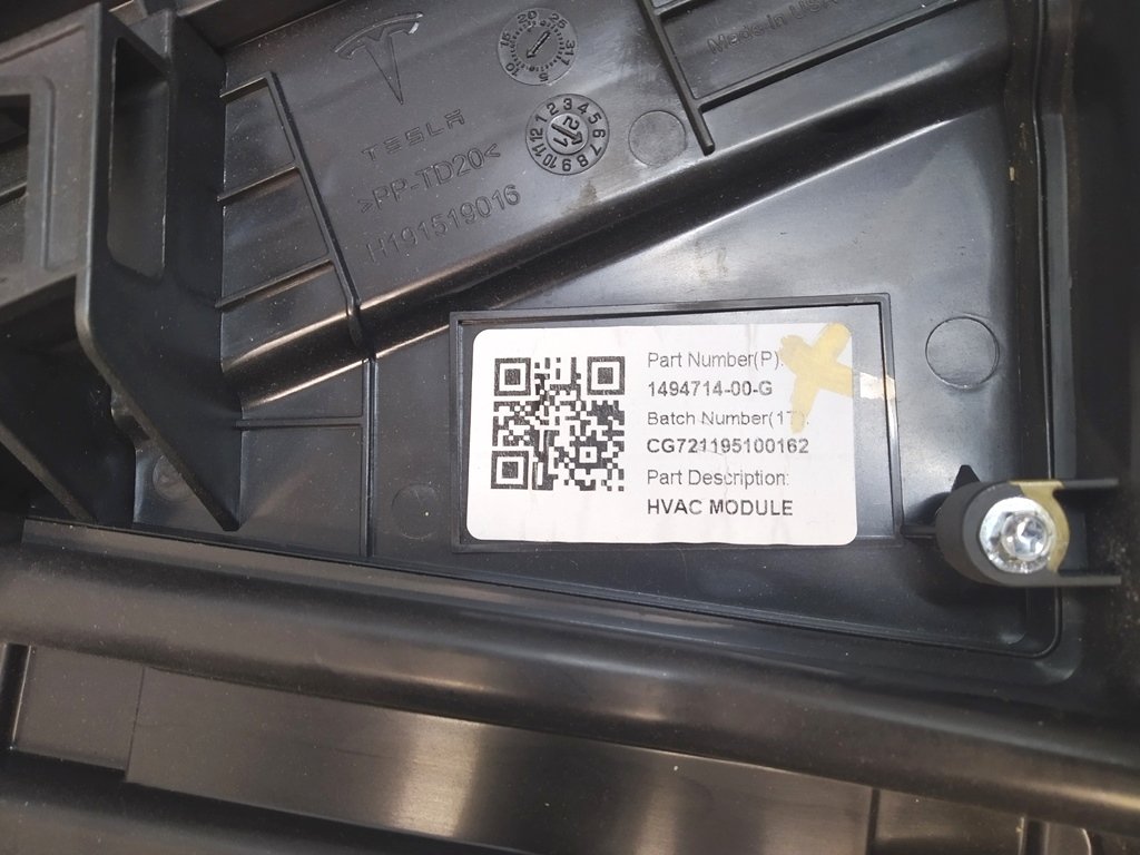 1 HVAC Module Assembly, Model Y damaged Tesla model 3, model Y 1494714-98-E